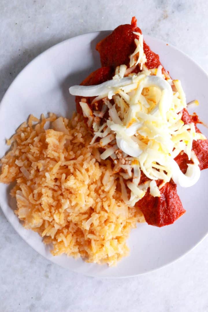 Enchiladas Rojas with Shredded Beef