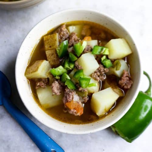 Caldillo de Carne Molida (Ground Beef Stew with Jalapeño)
