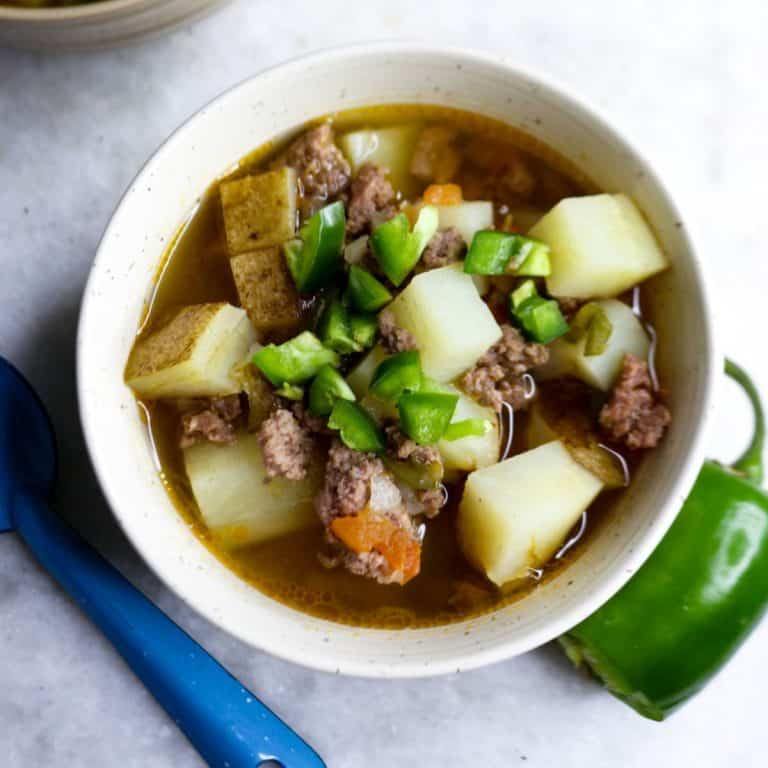 Caldillo de Carne Molida (Ground Beef Stew with Jalapeño)
