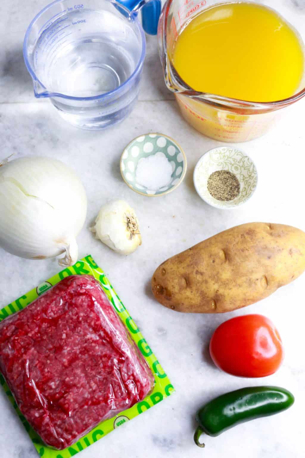 Caldillo de Carne Molida (Ground Beef Stew with Jalapeño)