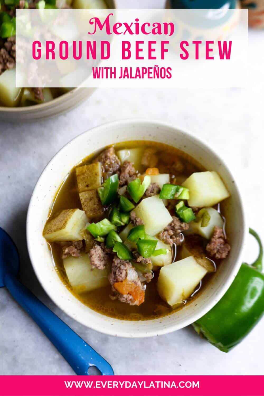 Caldillo de Carne Molida (Ground Beef Stew with Jalapeño)