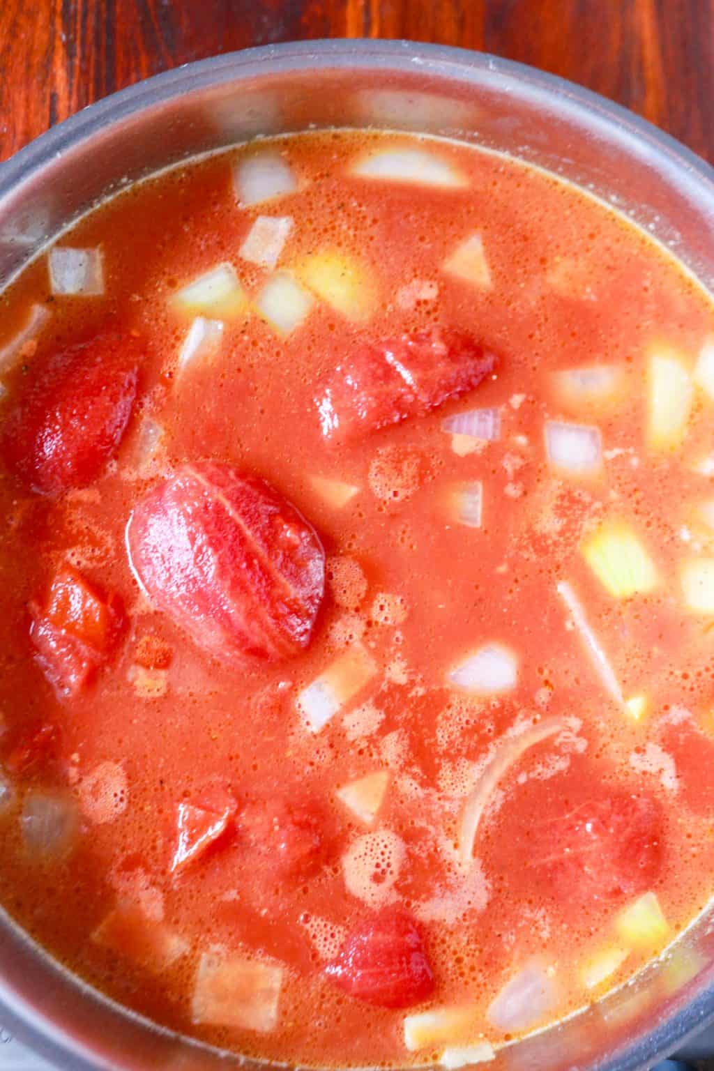 Chipotle Tomato Soup with Homemade Croutons